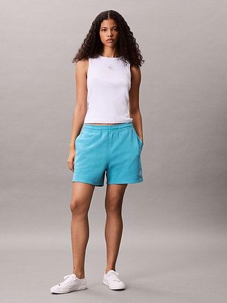 Calvin Klein Frottee-shorts Mit Monogramm-logo - Tuscan Teal - Damen - S