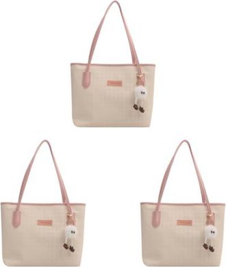 Generic Sac cabas en cuir pour femme avec pendentif - Sac l&eacute;ger et tendance pour le quotidien et les loisirs - Grand sac &agrave; main au design moderne, rose - 3 pi