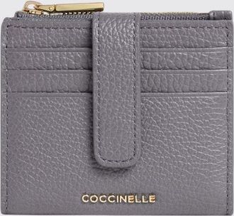 Coccinelle Porte-cartes &agrave; deux volets Metallic Soft en cuir grain&eacute;