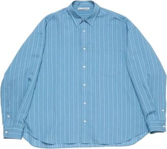 Acne Studios Homme, Chemises, Bleu, Taille: L Chemise &agrave; manches longues ray&eacute;e