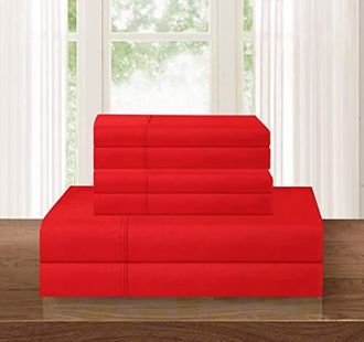 Elegant Comfort Luxuriöses, weiches 1500 Premium-Mikrofaser in Hotelqualität, Knitter- und lichtbeständig, gemütlich, 6-teiliges Bettwäsche-Set, einfaches rundum elas