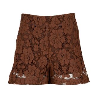 Federica Tosi Femme, Shorts, Brun, Taille: 34 FR Shorts Taille Haute en Dentelle