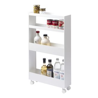 Yamazaki Tableware Yamazaki 1806 Tower Slim 4~Tiered Storage Cart, White, Steel/Nylon, 13 x 48 x 80.5 cm