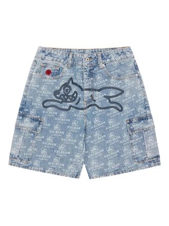 Icecream short cargo &agrave; logo imprim&eacute; - Bleu