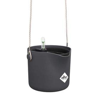 ELHO B.for Swing mit Selbstbewässerungssystem - Blumentopf für Innen - 100% recyceltes Plastik - Ø 18.0 x H 16.5 cm - Schwarz/Anthrazit