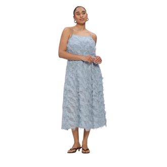 Selected Slfmyline Regular Midi Tr&auml;gerkleid - - Dresses - Damen - Blau - M