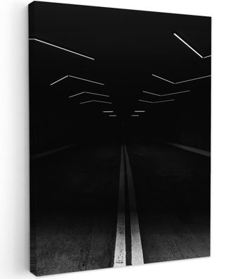 MuchoWow &copy; Leinwandbild 60x80 cm Dekoration Wohnzimmer Bilder Aufh&auml;ngen Wall Decoration Living Room Wohnungs Deko Moderne Wanddeko Schwarz - Schwarze Leinwand 