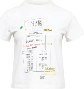 Maison Margiela Femme, Tops, Blanc, Taille: 40 FR Graphic Print T-Shirt