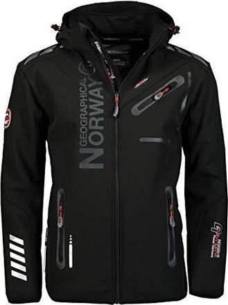 Geographical Norway ROYAUTE Men - Veste Softshell Homme Impermeable - Manteau À Capuche Outdoor - Blouson Coupe Vent Tactique Resistant Hiver - Ideal Activites en Exterie