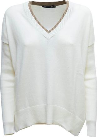 Pennyblack Femme, Pulls, Blanc, Taille: 40 FR Maille &agrave; col V oversize