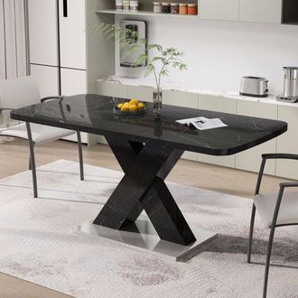 Liberte Table à manger rectangulaire moderne 120 cm-160 cm - Extensible - Noir