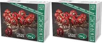 Konstsmide LED Dekolichterkette, kleine rote Metallb&auml;lle, 10 warm wei&szlig;e Dioden, batteriebetrieben, Innen, transparentes Kabel, 3 x AA 1.5V (exkl.) - 3188-553, Ro