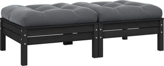 vidaXL Canap&eacute; 2 places de jardin et coussins Noir Bois de pin solide