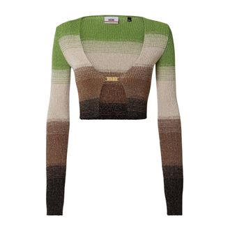 GCDS Gcds, Femme, Pulls, Vert, Taille: 40 FR Cardigan Court Lurex D&eacute;grad&eacute;