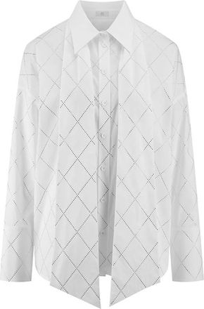 Riani Femme, Blouses et Chemises, Blanc, Taille: 42 FR Blouse avec D&eacute;tails Brillants et Col &agrave; Nouer