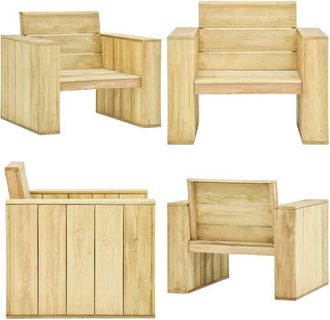 vidaXL Vidaxl - Gartenstuhl 89x76x76 cm Kiefernholz Imprägniert - Vintage Gartenstuhl - Holzgartenstuhl - Gartenstuhl Mit Armlehnen - Kiefernholz