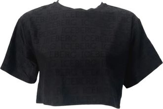 Iceberg Femme, Tops, Noir, Taille: 40 FR T-Shirt Logo Allover Coupe Courte