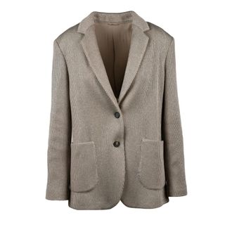 Brunello Cucinelli Blazer aus Lam&eacute; - - Jackets - Damen - Beige - M