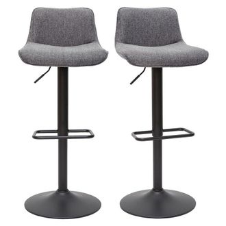 Miliboo Miliboo - Tabourets de bar r&eacute;glables pivotants 360&deg; en tissu effet velours textur&eacute; gris et m&eacute;tal (lot de 2) boost
