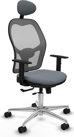Piqueras y Crespo B&uuml;rostuhl mit 1D-Armen, h&ouml;henverstellbare Lendenwirbelst&uuml;tze und festes Kopfteil, ausgestattet mit Syncro/Traslack und injiziertem Schaumstoff, Grau/G