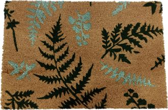 Relaxdays Fu&szlig;matte Kokos, Farne, 60x40 cm, rutschfest, wetterfest, Fu&szlig;abstreifer innen & au&szlig;en, T&uuml;rvorleger, Mehrfarbig