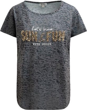 soccx Rundhalsshirt mit Ausbrenner-Effekten