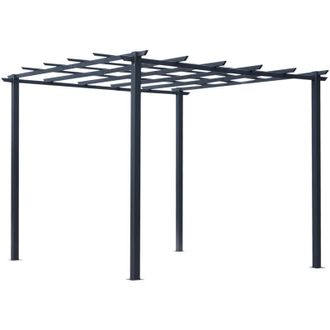OUTSUNNY Pergola autoportante style contemporain - toit terrasse &agrave; d&eacute;corer - dim. 3L x 3l x 2,3H m - m&eacute;tal &eacute;poxy anticorrosion noir