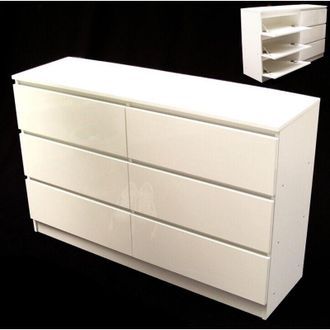Apex Kommode mit 6 Schubladen Hochglanz Sideboard wei&szlig; Anrichte 57048 Schrank board