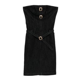 Self Portrait Denim Bandeau Midi Kleid - - Dresses - Damen - Schwarzk - 2XS