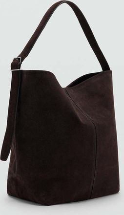 Mango Gro&szlig;e Bucket-Bag aus Rauleder mit Schnalle schokolade - Damen - Einheitsgr&ouml;&szlig;e - MANGO