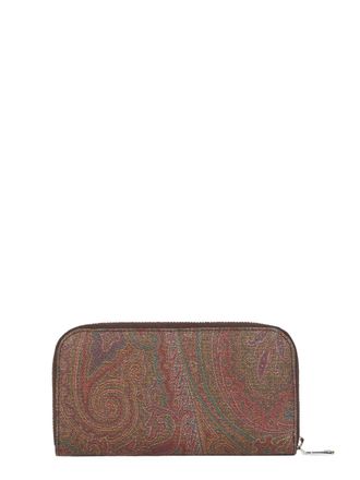 Etro Mens Zip-Around Wallet Brown Calf Leather & Cardholders