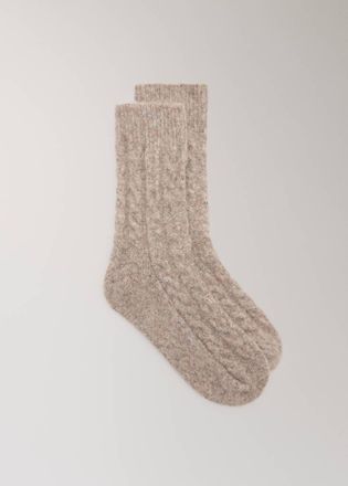Mango Chaussettes maille &eacute;paisse torsad&eacute;e marron - Femme - Taille unique - MANGO