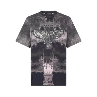 Roberto Cavalli T-Shirt mit gefl&uuml;geltem Monogramm - - Tops - Herren - Schwarzk - M