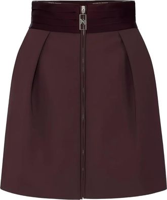 Elisabetta Franchi minijupe plissée à bords satinés - Rouge