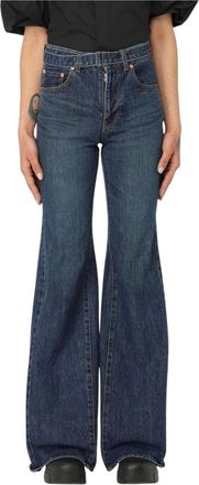 sacai Femme, Jeans, Bleu, Taille: 40 FR Retro Flare Leg Denim Jeans