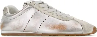 Miu Miu Womens Silver Leather Plume Sneakers Argentotalco