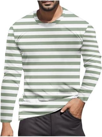 Generic T-shirt &agrave; manches longues pour homme - Couleur unie - Ray&eacute; - Bleu marine - Th&egrave;me plage - Style d&eacute;contract&eacute; - Confortable - Coupe ample - Style Marini&egrave;