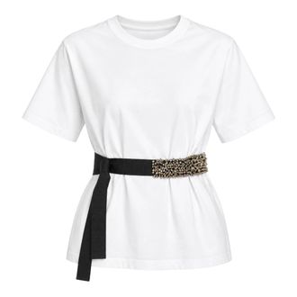 Liviana Conti Alida G&uuml;rtel-T-Shirt - - Tops - Damen - Wei&szlig; - L