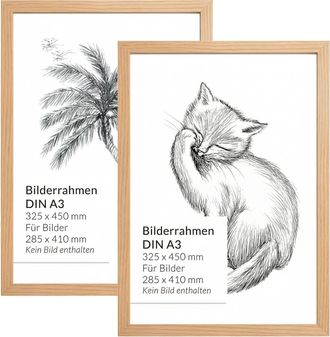 Licht-Erlebnisse Easylight Bilderrahmen Wand - 2er Set - 45 x 32,5 cm bruchsicher Fotorahmen Din A3 Rahmen Wohnzimmer Flur Bilderrahmen f&uuml;r Bilder Fotos Urkunden