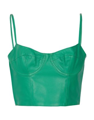 8 by YOOX LEATHER BODYCON CROP TOP