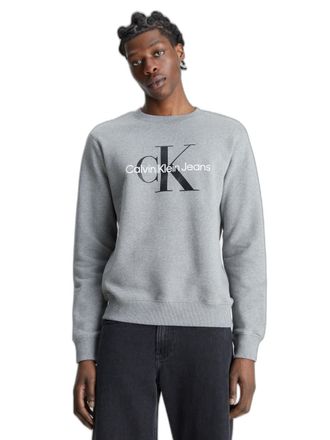 Calvin Klein Herren Sweatshirt Core Monologo ohne Kapuze, Grau (Mid Grey Heather),XXL