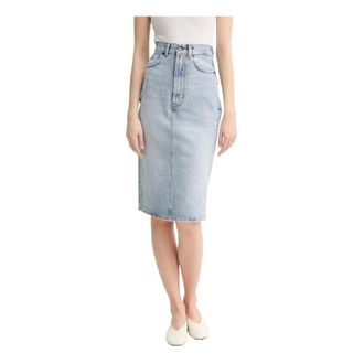 Fiorucci Faded Heart Pocket Denim Midi Skirt - - Skirts - Damen - Blau - W27
