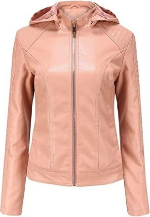 Generic Vestes pour femmes 2026 Manteau &agrave; fermeture &eacute;clair Tops Outwear Manteau dhiver court chaud pour femmes, rose, S