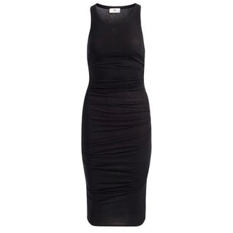 Elisabetta Franchi Femme, Robes, Noir, Taille: 38 FR Robe Midi en Jersey L&eacute;ger