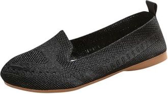 Generic Chaussures plates en tricot respirant pour femme - Couleur unie - L&eacute;g&egrave;res - Classiques - Confortables - D&eacute;contract&eacute;es - Chaussures de marche, de trava