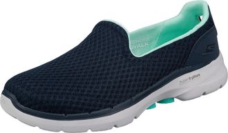 Skechers Damen Go Walk 6 Big Splash Sneaker, Navy Textile Turquoise Trim, 41 EU