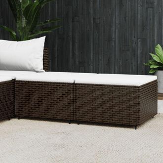 vidaXL vidaXL Gartenhocker mit Kissen 2 Stk. Braun Poly Rattan