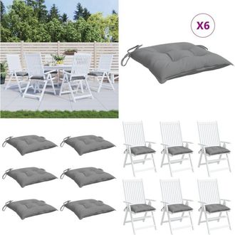 vidaXL Stuhlkissen 6 Stk. Grau 50x50x7 cm Oxford-Gewebe - Sitzkissen - Gartenkissen - Balkonkissen - Outdoor-Dekoration - Lounge M&ouml;bel - Home & Living