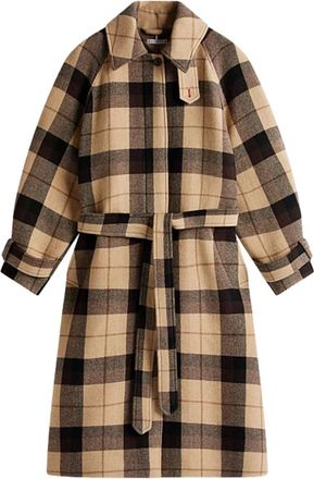 Tommy Hilfiger Femme, Manteaux, Multicolore, Taille: 38 FR Manteau ceintur&eacute; oversize &agrave; carreaux en m&eacute;lange de laine