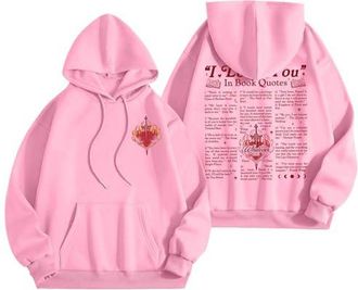 Generic I Love You In Book Citations Essential Hoodies for Women Fall with Hood Trendy Pullover Tenues Mode L&eacute;ger D&eacute;contract&eacute; Ample Pullover Hoodies Western C